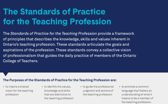 OCT Professional Standards of Education – The Sage's Library: Education ...